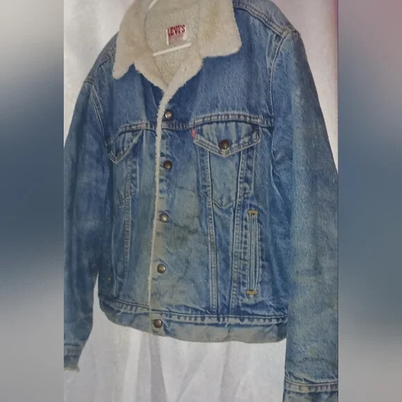 Vintage Red Tag Men's Levi's Denim Sherpa Jacket Size… - Gem