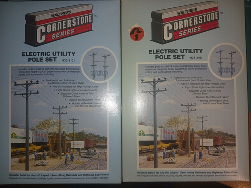 LOT OF (2) WALTHERS CORNERSTONE HO SCALE ELECTRIC UTILITY POLE SETS EL8 ...