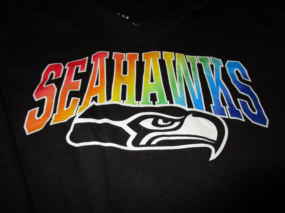 NEW NFL SEATTLE SEAHAWKS WOMEN V NECK RAINBOW LOGO HOODIE SWEATSHIRT ...