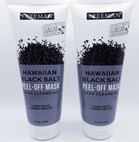 Lot 2 FREEMAN PEEL-OFF GEL MASK Hawaiian Black Salt Pore Cleansing 6 oz ...