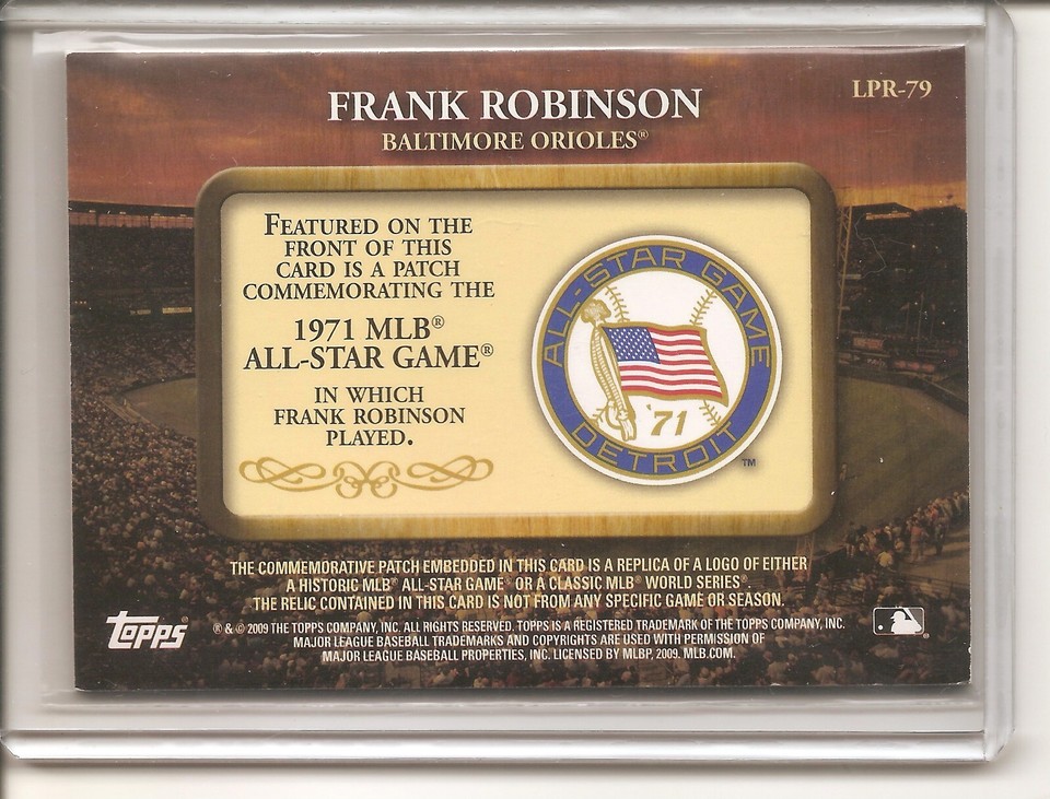 2009 Topps Commemorative Patch Card " Frank Robinson " Baltimore ...