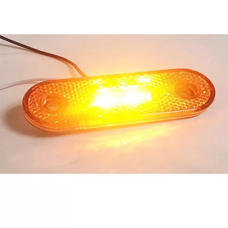 2PCS 12V LED Oval Marker Clearance Side Lights Car Trailer Truck Lorry ...