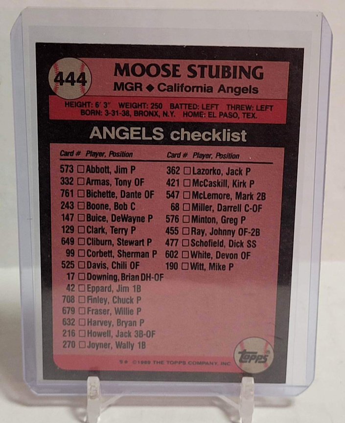 1989 Topps California Angels Baseball Card #444 Moose Stubing MG FRESH ...