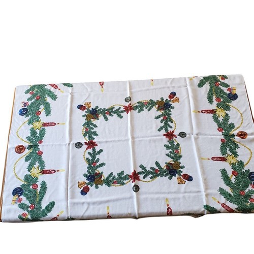 Vintage Christmas Tablecloth Linen Table Cloth Made in Germany 42" X 37 ...