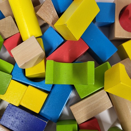 Colorful Wooden Building Blocks For Kids 51 Total pieces | eBay