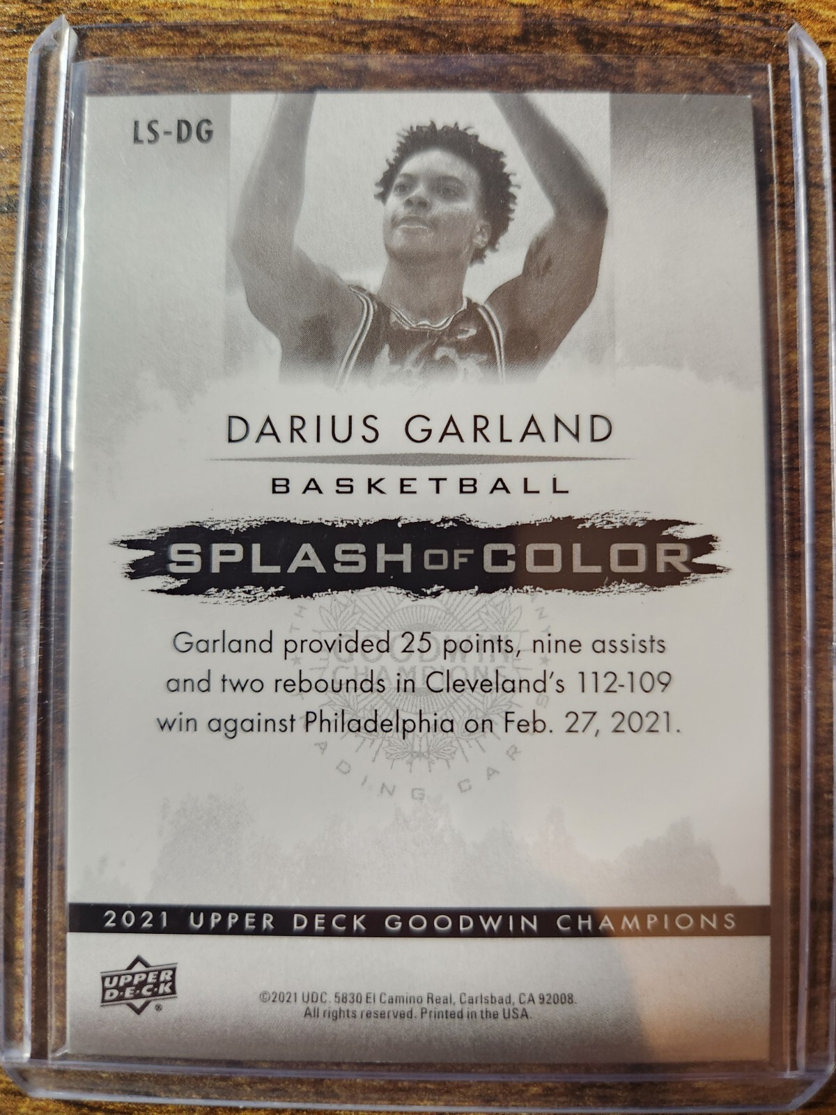 2021 UD Goodwin Champions Darius Garland Splash of Color 3-D Lenticular ...