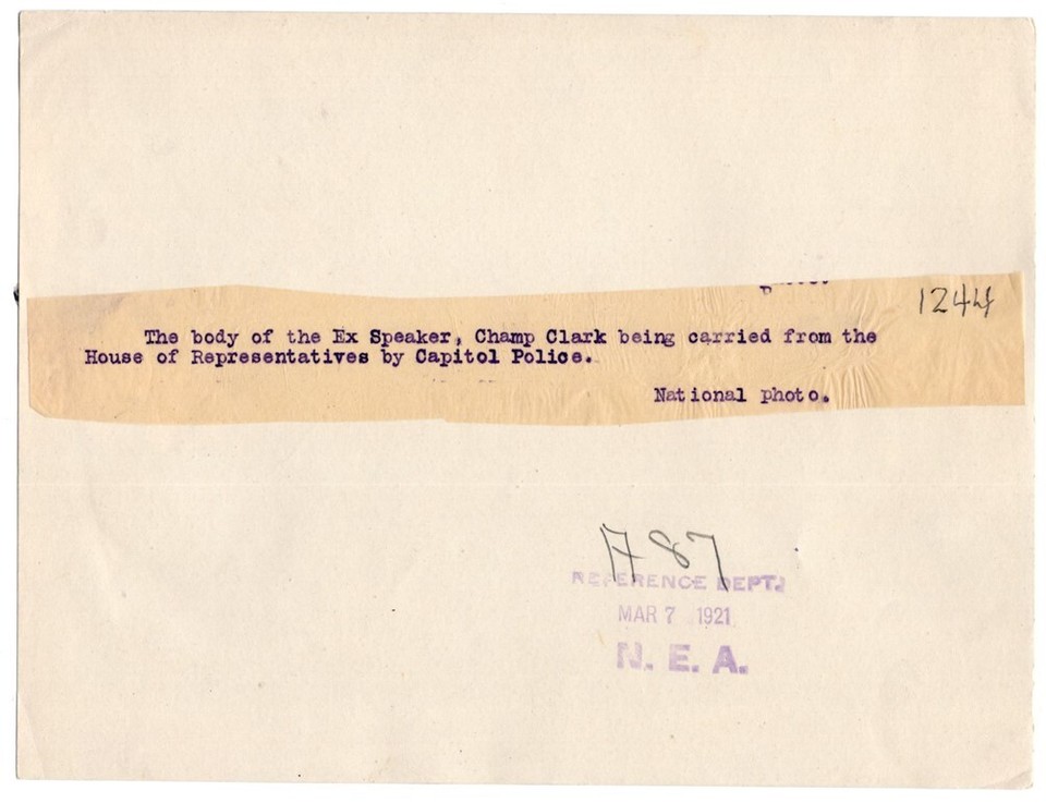 1921 Champ Clark Funeral Ex-Speaker House Representatives Original News ...