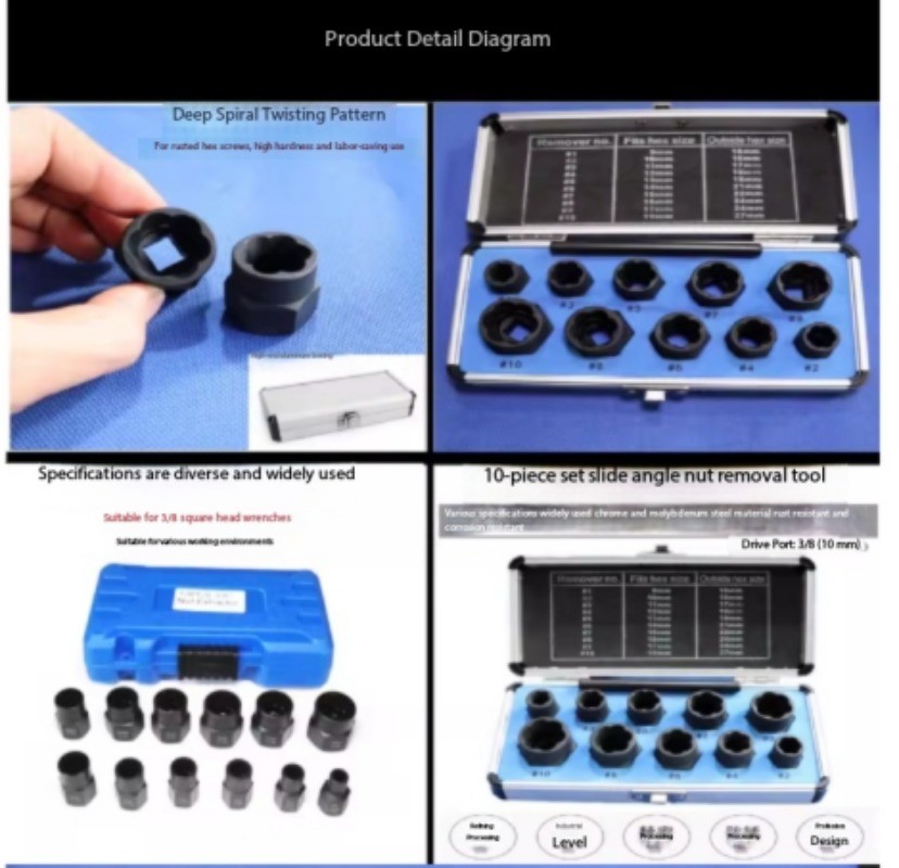 Slip-Angle Screw Extractor Hex Socket Bolt Nut Broken Thread Extractor ...