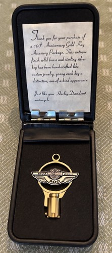 Harley Davidson 100th Anniversary Gold Barrel Key Brass & Sterling ...