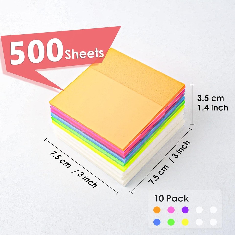 Transparent Sticky Notes 500 Pcs, MIUTME Clear 3*3 inch, Neon | eBay