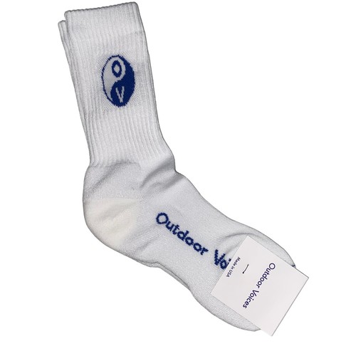 Outdoor Voices Socks S M White Blue OV Graphic Crew Mens Womens 7-9.5 ...