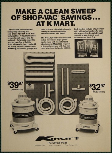 Kmart Wet Dry Shop Vac Vacuum Cleaner Sale Vintage Print Ad 1980 | eBay