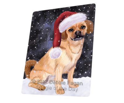Let it Snow Christmas Holiday Puggle Dog Woven Throw Sherpa Blanket T21 ...