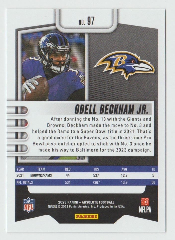 2023 Absolute Football Green #97 Odell Beckham Jr. - Baltimore Ravens ...