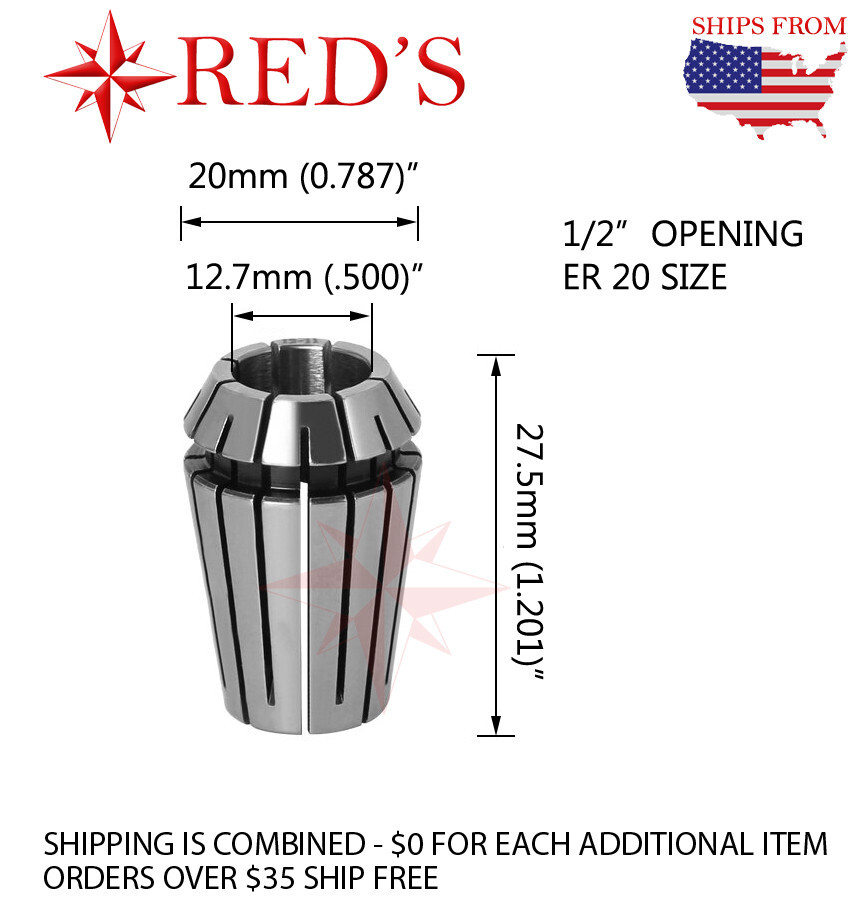 ER20 PRECISION Collet 1/2 inch , CNC Mill ATC Router Lathe Tool milling ...