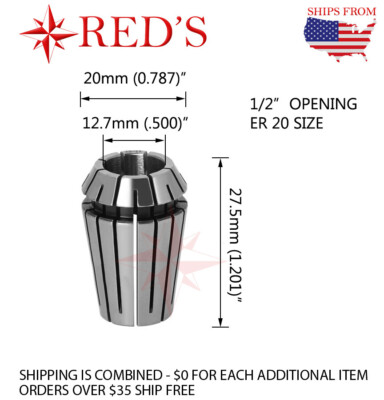 ER20 PRECISION Collet 1/2 inch , CNC Mill ATC Router Lathe Tool milling ...