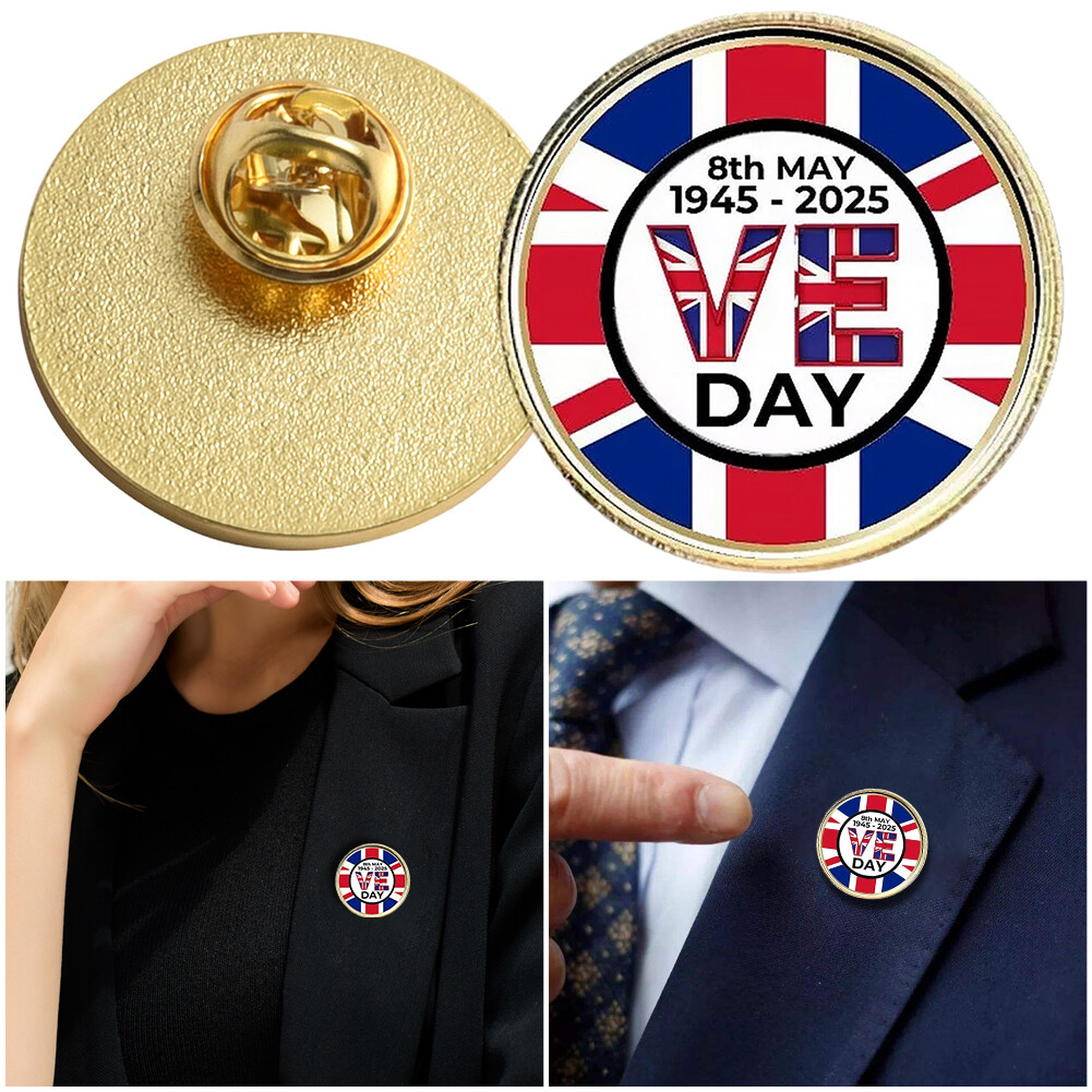 VE Day 80th Anniversary Pin Badge 25mm VE | Grelly Deutschland