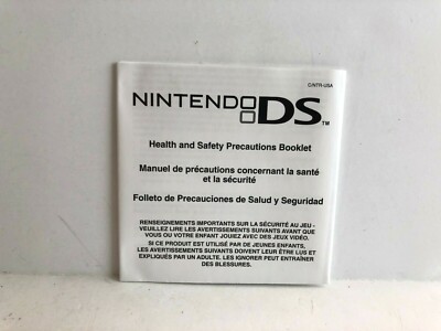 Nintendo DS Health Safety Precautions Booklet Insert Replacement 55878C ...