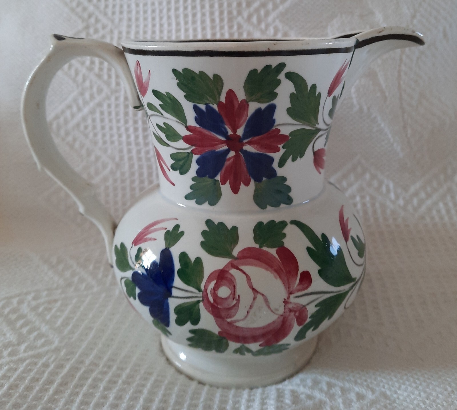 Antique Early Adams Rose Pitcher With Name and Date 1822 Staffordshire ...