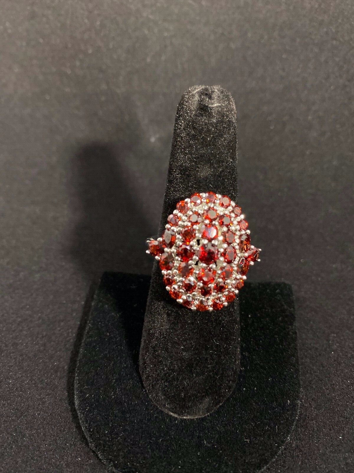 Stunning BBJ 925 Sterling Silver Red Garnet Cluster Cocktail Ring | eBay