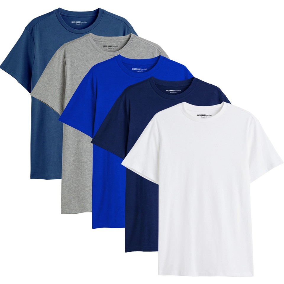 Mens Multipack T Shirts 3 & 5 Pack Cotton Plain Short Sleeve Round Crew ...