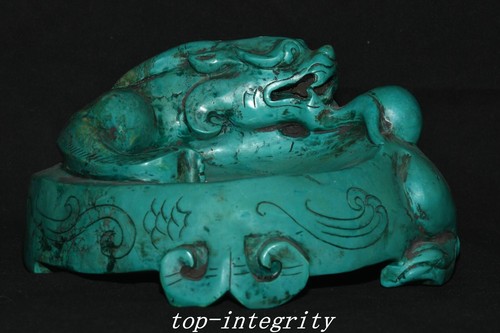 7" Old Han Dynasty Natural Turquoise Dragon Beast Pen wash Tray Dish ...