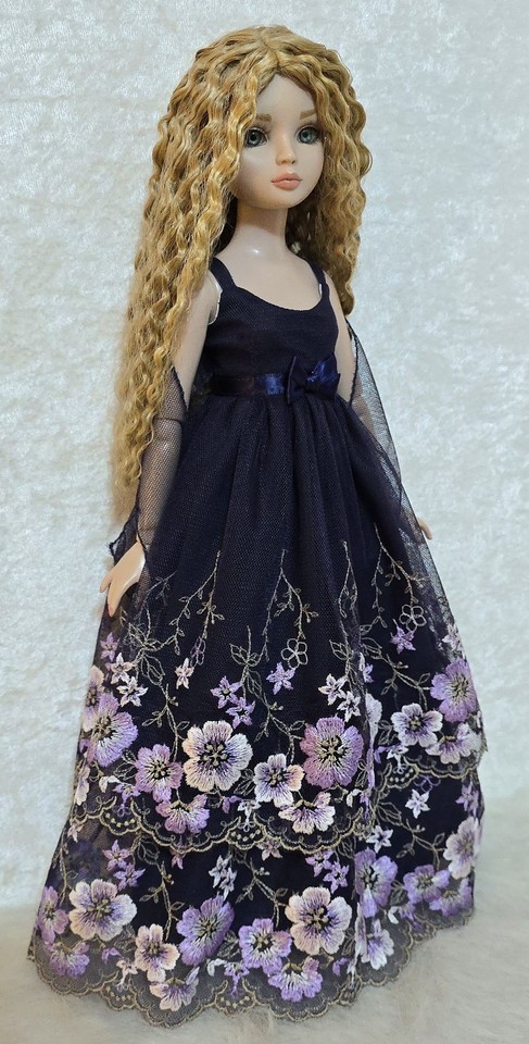 Navy Blue And Purple Embroidered Lace Gown For The 16" Tonner Ellowyne ...