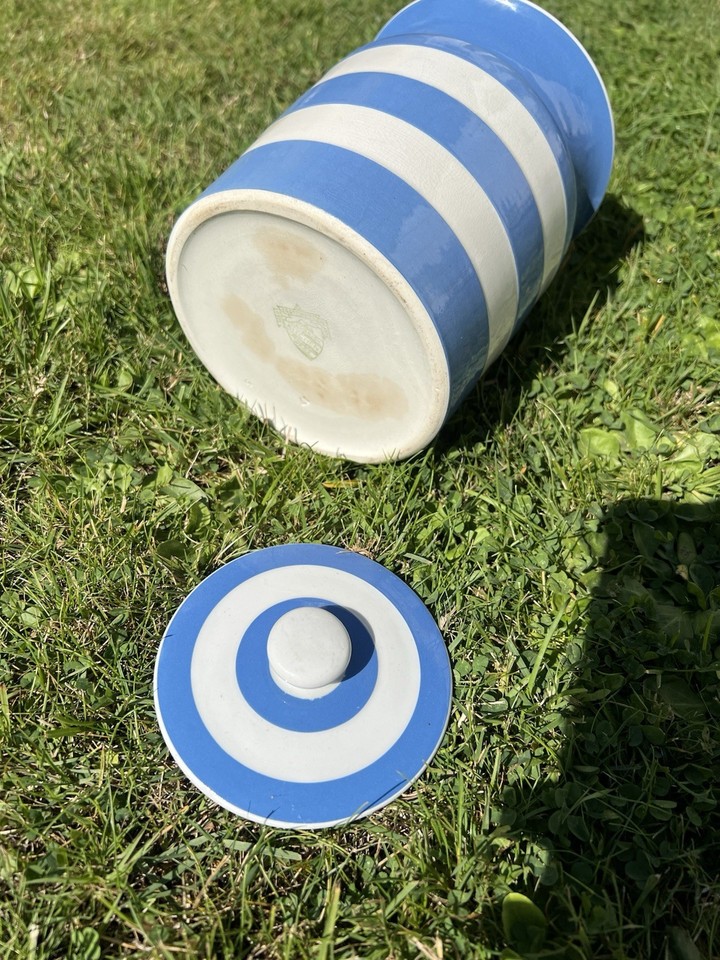 Vintage TG Green Blue & White Cornishware Storage Canister Jar - Green ...