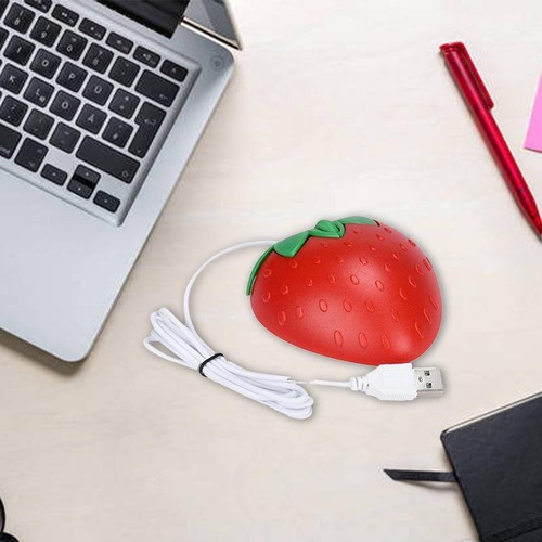 Mini Strawberry Style Optical USB Wired Game Mouse Plugs Red For PC ...