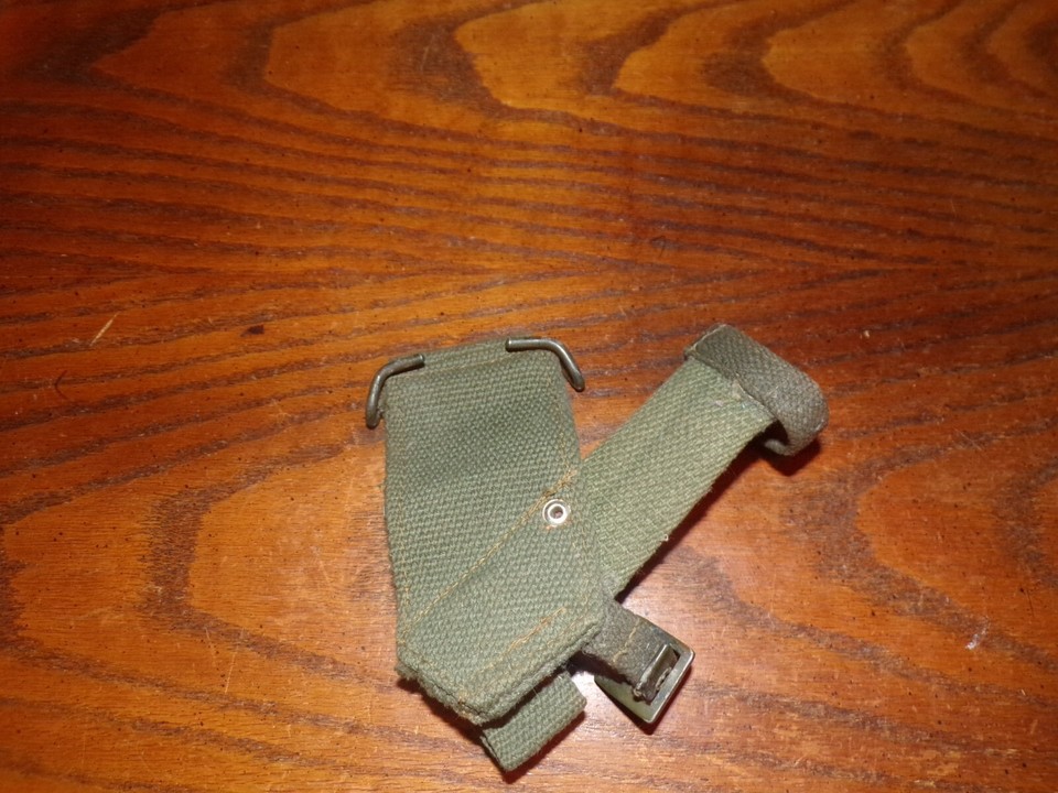 Portuguese military green cotton web rifle bayonet frog 45 degree | eBay