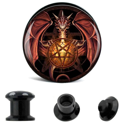 4MM-16MM OHR PLUG DRACHE PENTAGRAM DRAGON DEVIL GOTHIC SCHRAUB SCREW ...