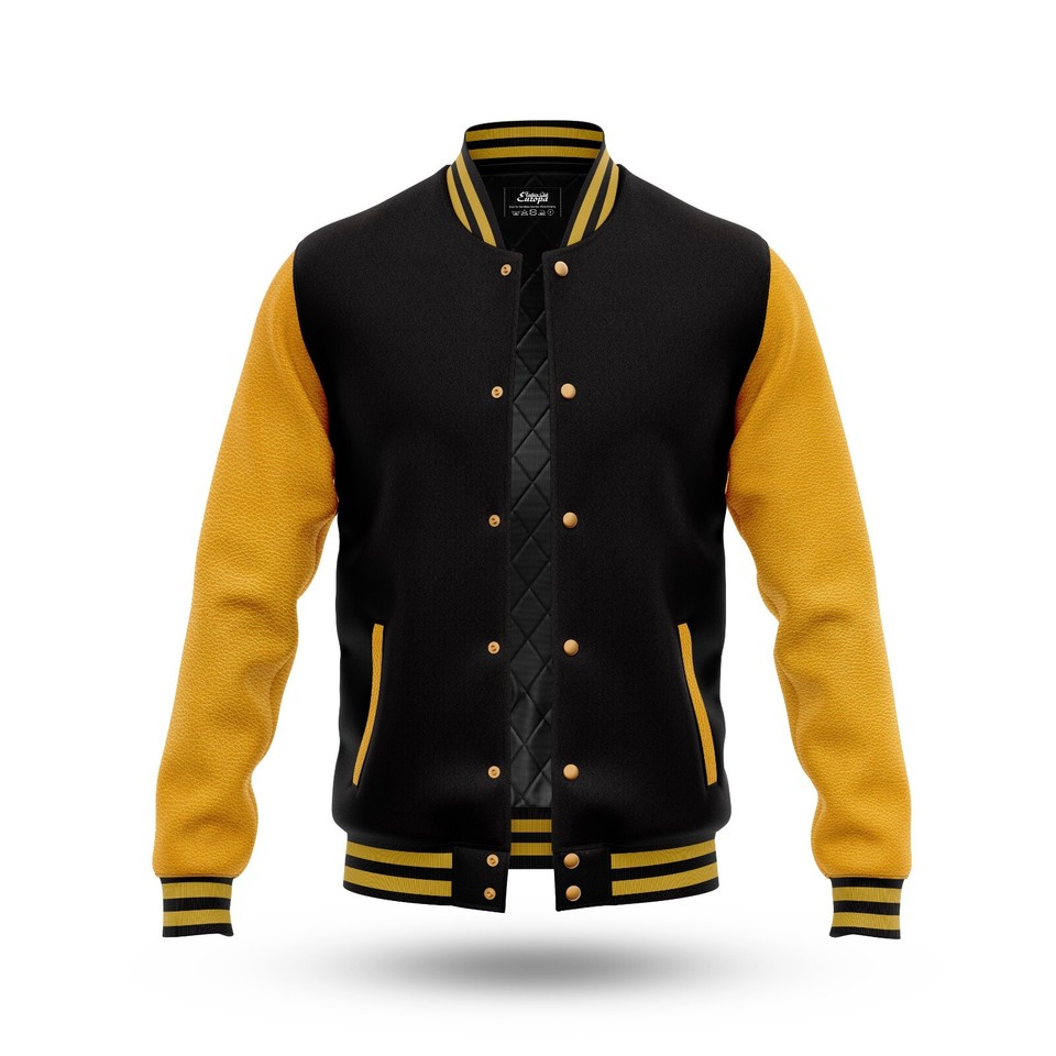 Bomber Jacket With Original Leather Sleeves & Wool Body, American ...