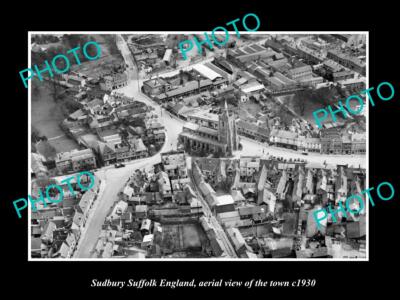 OLD LARGE HISTORIC PHOTO OF SUDBURY SUFFOLK ENGLAND AERIAL VIEW OF TOWN ...