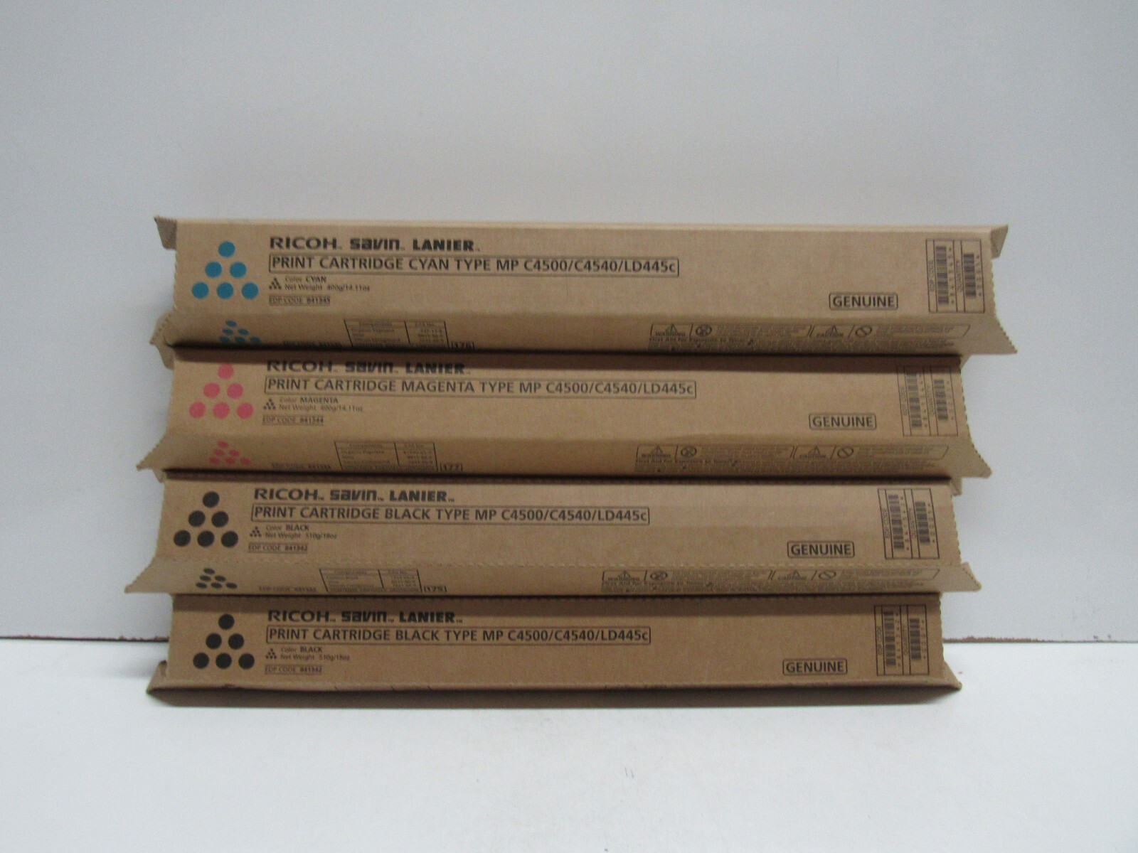 LOT OF 4! GENUINE RICOH SAVIN LANIER 841342/841344/841345 (MP C4500 ...