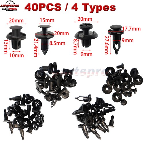40pcs/set Car Push Pin Rivet Bumper Fender Retainer Fastener Mud Flaps ...