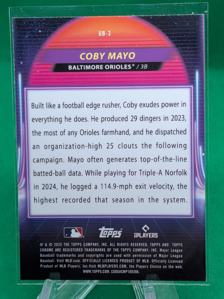 Coby Mayo Ultraviolet Beam Rookie RC 2025 Cosmic Chrome Orioles | eBay