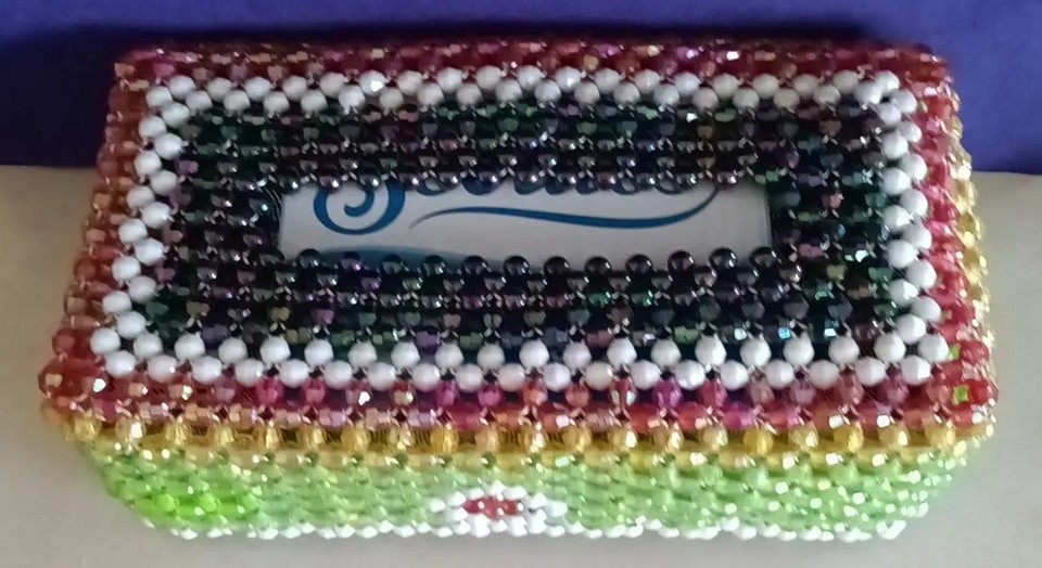 Vintage Handmade Beaded Tissue Box Cover | eBay