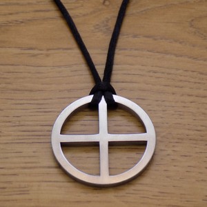 Sun Solar Cross Stainless Steel Pendant & Black Cord Necklace Viking ...
