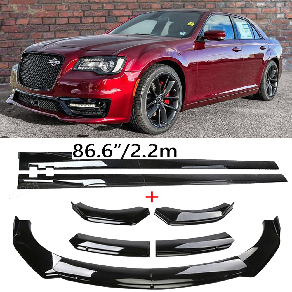 Front Bumper Lip Splitter Spoiler +Side Skirts Extension Panel For ...