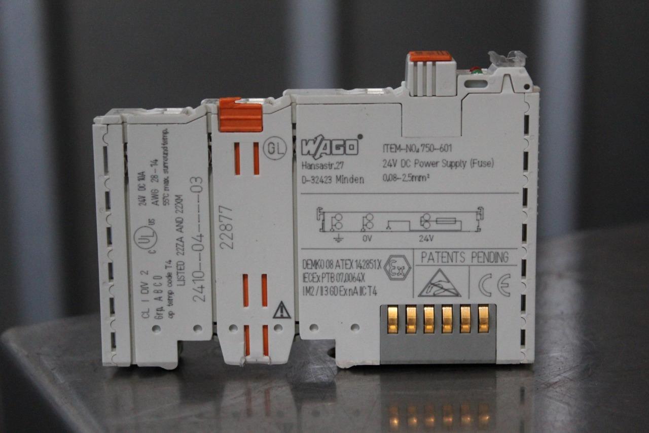 WAGO Power Supply Module 750-601 w Fuse Holder DIN Rail Mounting 24 vDC ...