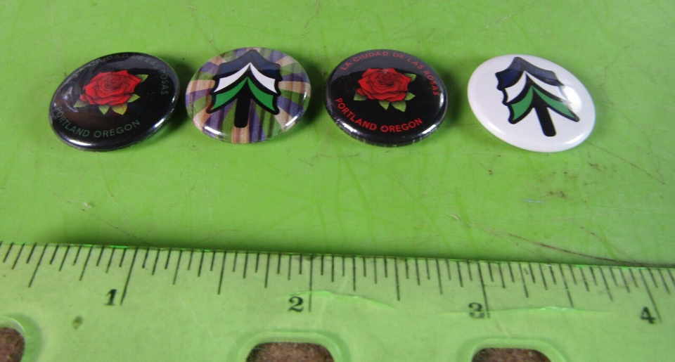 Portland Timbers "Rose City" Soccer MLS 4 Count Pin Button Lot 1.0" od ...