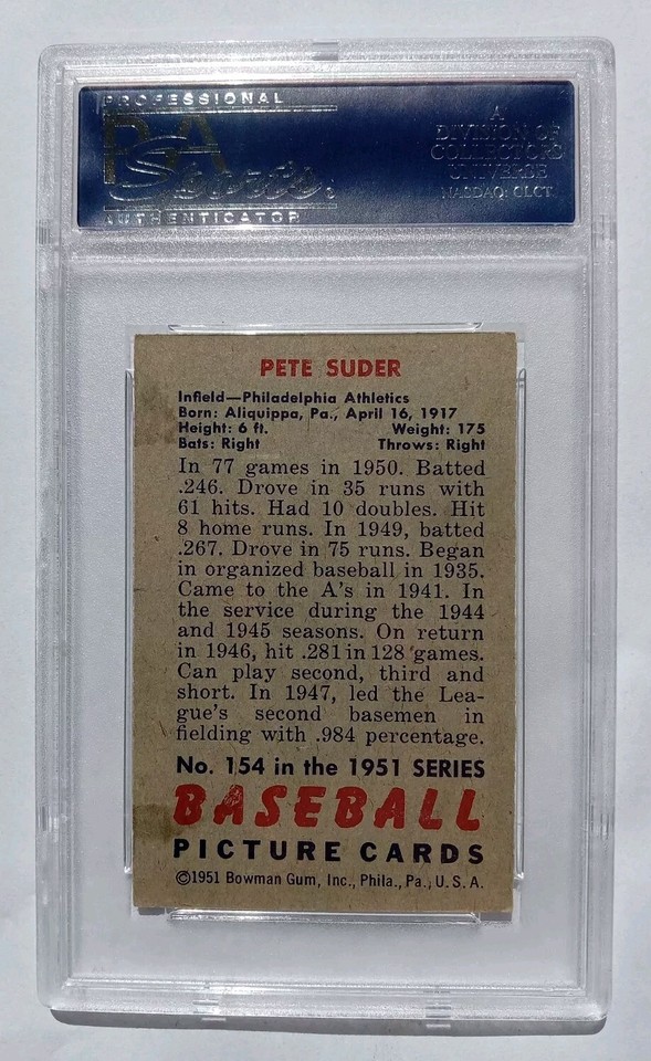 1951 Bowman #154 Pete Suder PSA 3.5 VG+ | eBay