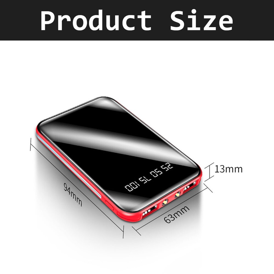 Mini Power Bank Dual USB UltraThin External Battery Backup Charger | eBay