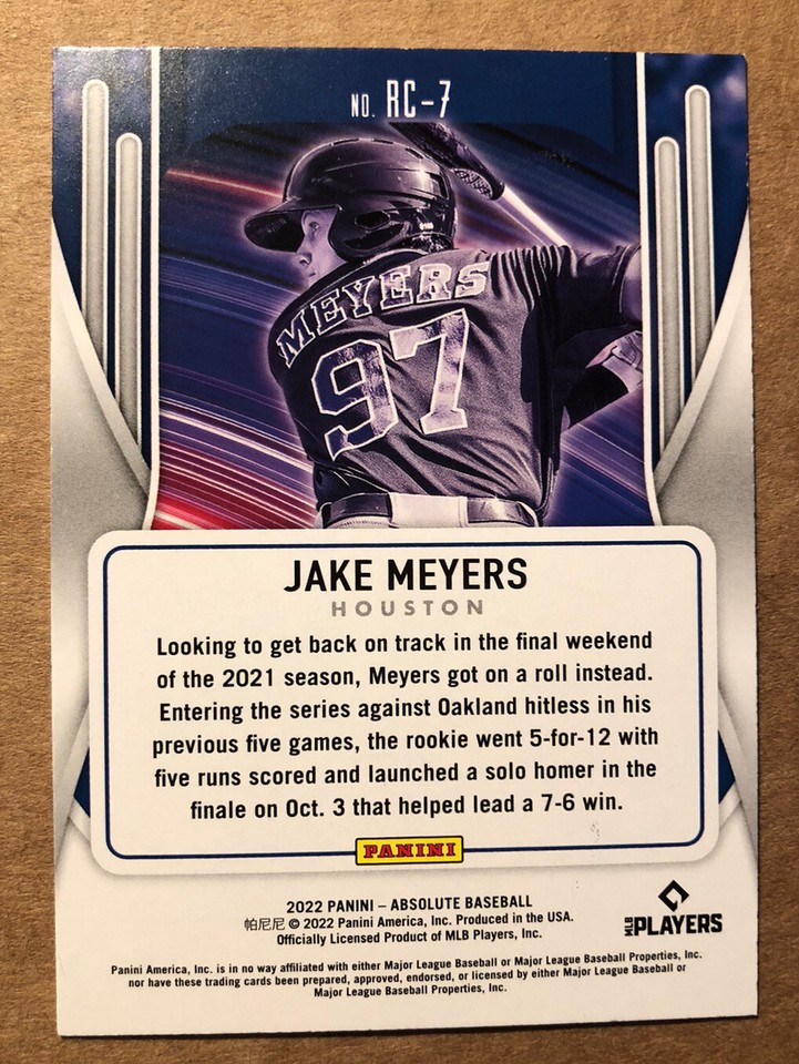 2022 Panini Absolute Jake Meyers Rookie Class Green Parallel Insert RC ...