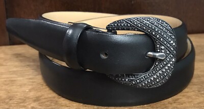 Talbots Belt Black Genuine Leather Faux Lining Tapered End Size M | eBay