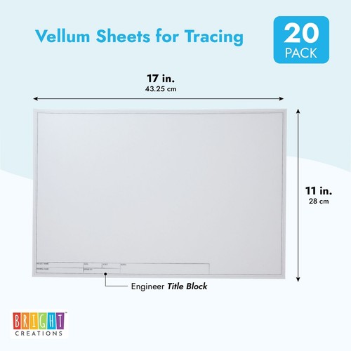 20 Sheets Architectural Vellum Paper with Engineer Title Block, 11x17 ...