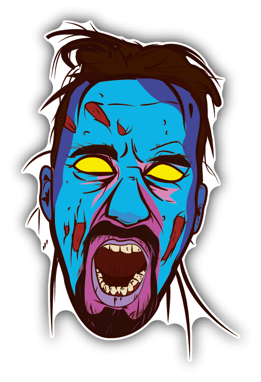 Zombie Head Blue Car Bumper Sticker Decal | eBay
