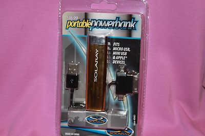 Solaray Portable Powerbank 1800 MAH Charger For Apple,Micro & Mini USB ...