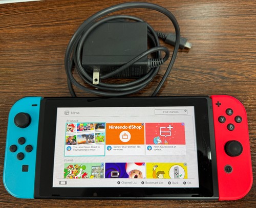 Nintendo Switch System v2 Neon Blue Red Joy-Cons - Great Condition with ...