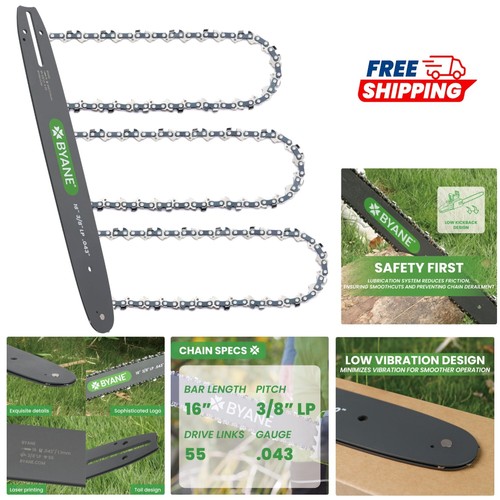16-Inch Chainsaw Bar & Chains, Low-Kickback Design, Easy Install for ...